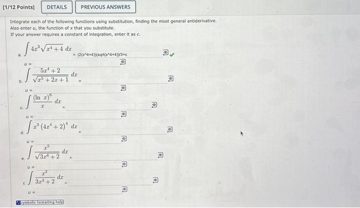 Solved Integrate each of the following functions using | Chegg.com