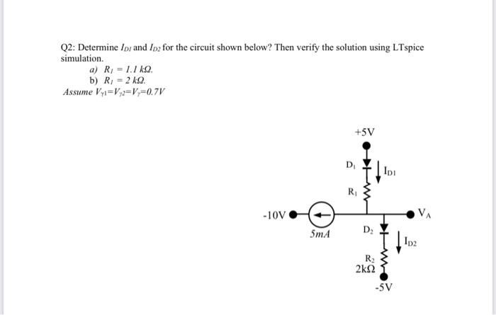 Solved Q2: Determine IDI and ID2 for the circuit shown | Chegg.com