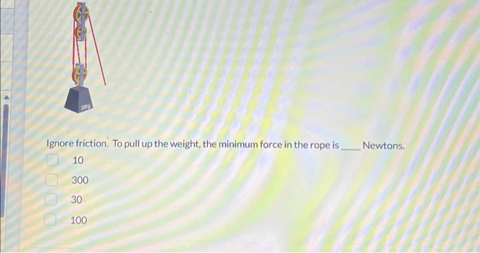 Solved Ignore friction. To pull up the weight, the minimum | Chegg.com