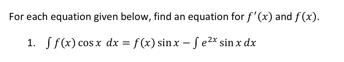 Solved For each equation given below, find an equation for | Chegg.com