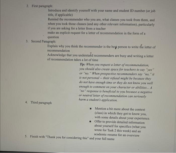 2. First paragraph: Introduce and identify yourself | Chegg.com