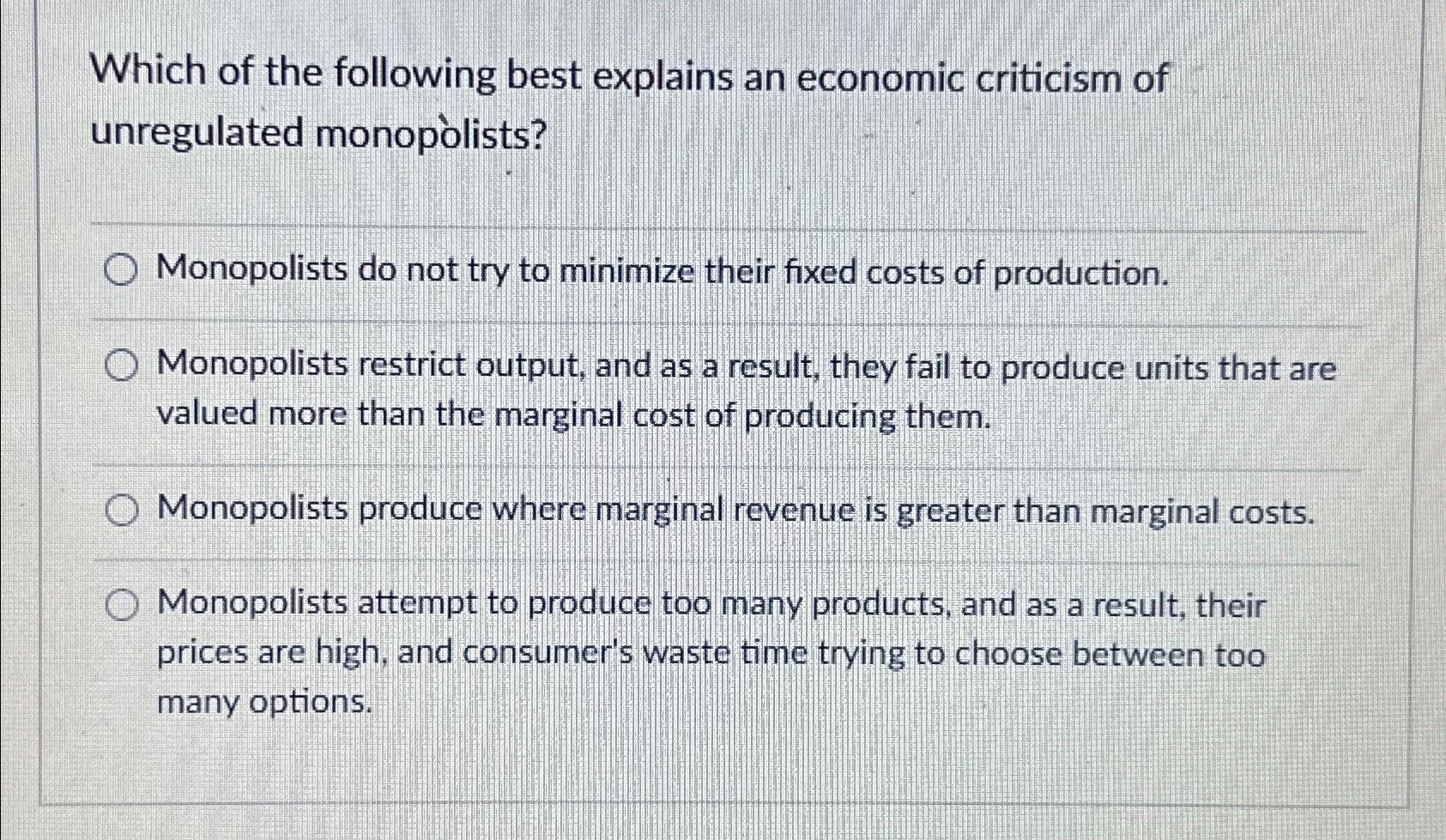 Solved Which of the following best explains an economic | Chegg.com