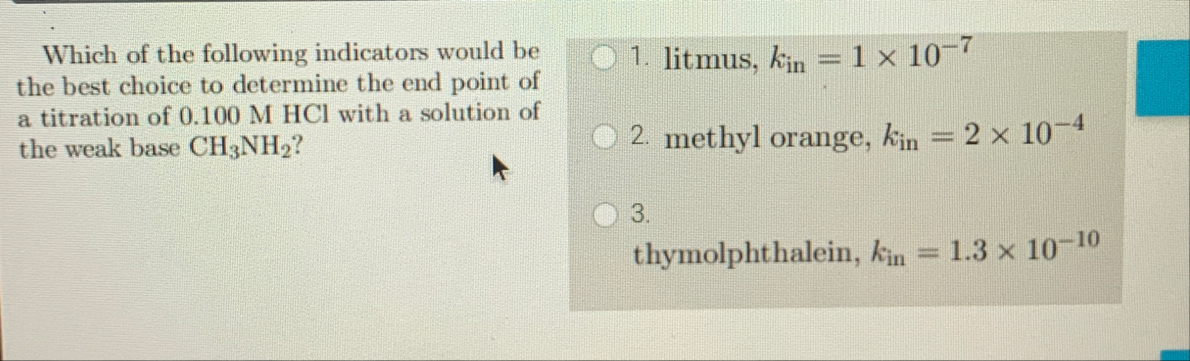 Solved Which of the following indicators would be the best | Chegg.com