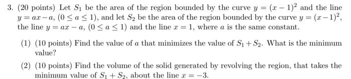 Solved 3. ( 20 points) Let S1 be the area of the region | Chegg.com