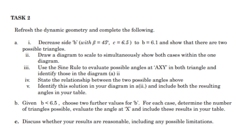 Solved This Investigation explores the possible triangles | Chegg.com