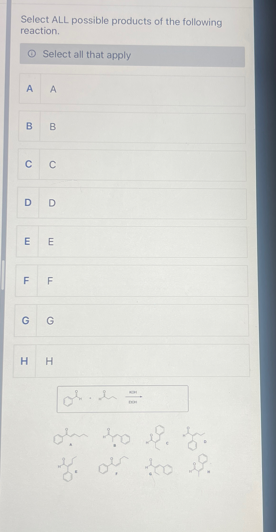 Solved Select ALL possible products of the following | Chegg.com