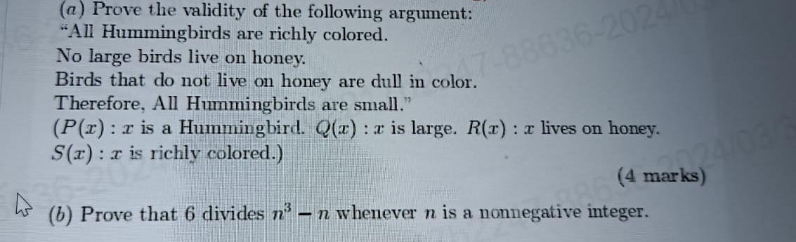 Solved (a) ﻿Prove the validity of the following | Chegg.com