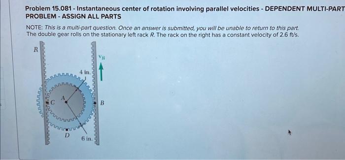 Solved Problem 15.081 - Instantaneous center of rotation | Chegg.com