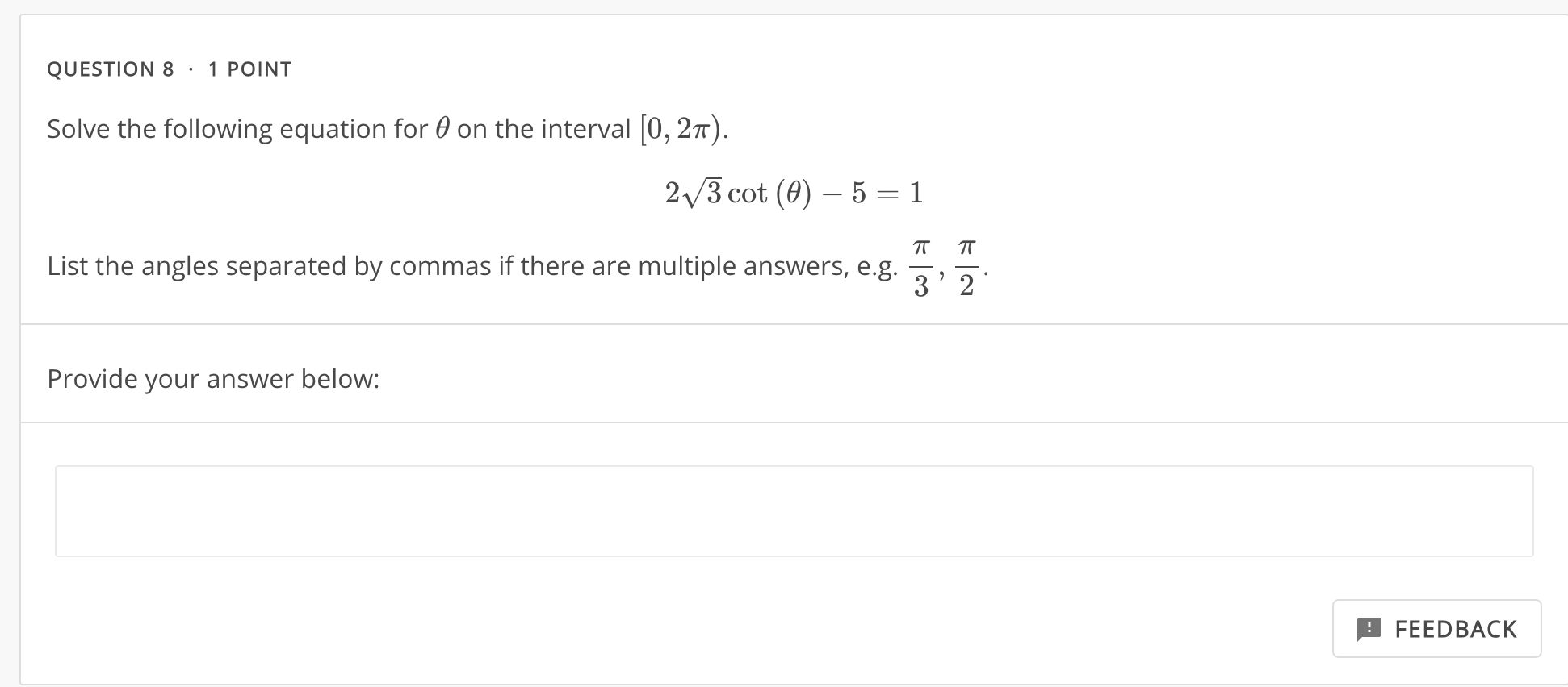 Solved QUESTION 8 * 1 POINTSolve the following equation for | Chegg.com Solved QUESTION 8 * 1 POINTSolve the following equation for | Chegg.com