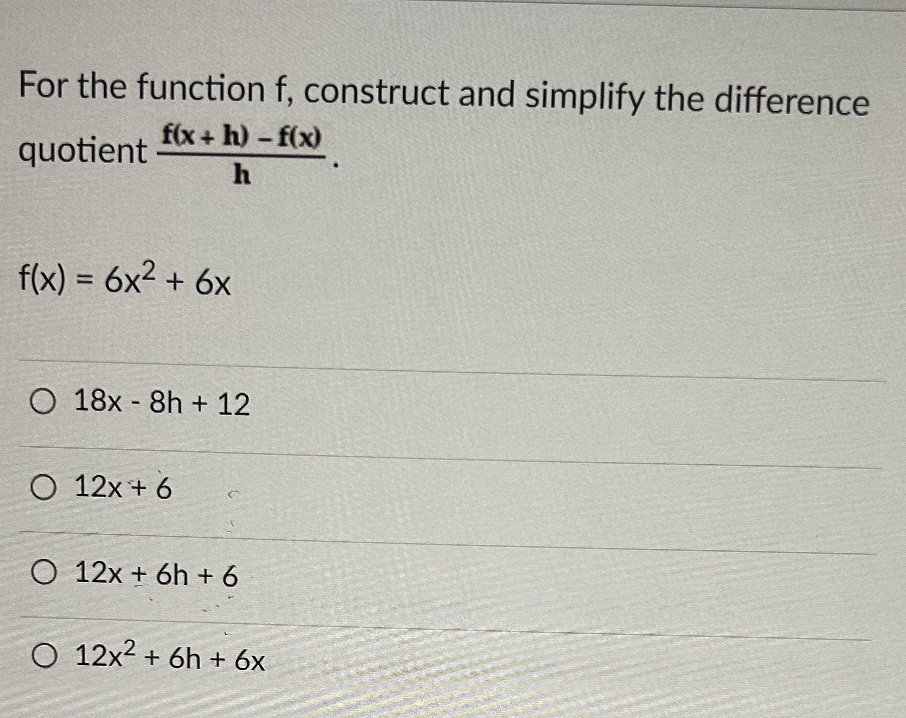 Solved For the function f, ﻿construct and simplify the | Chegg.com