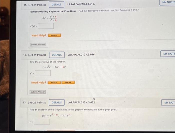 Solved Differentiating Exponential Functions Find the | Chegg.com