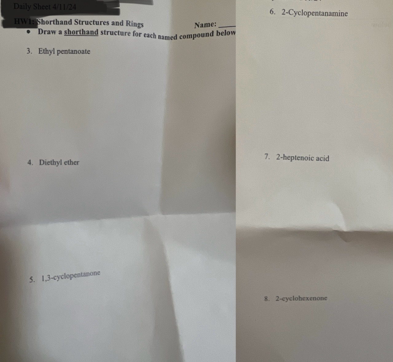 Solved Daily Sheet 4/11/24HW1: Shorthand Structures and | Chegg.com