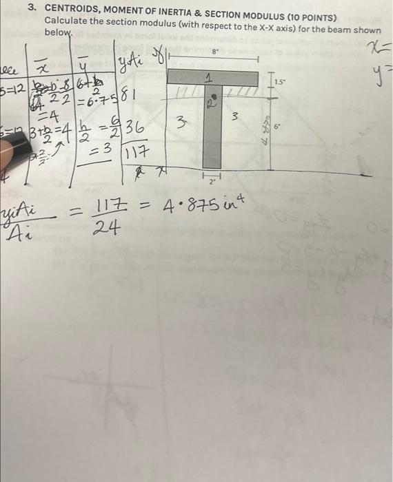 3. CENTROIDS, MOMENT OF INERTIA \& SECTION MODULUS | Chegg.com
