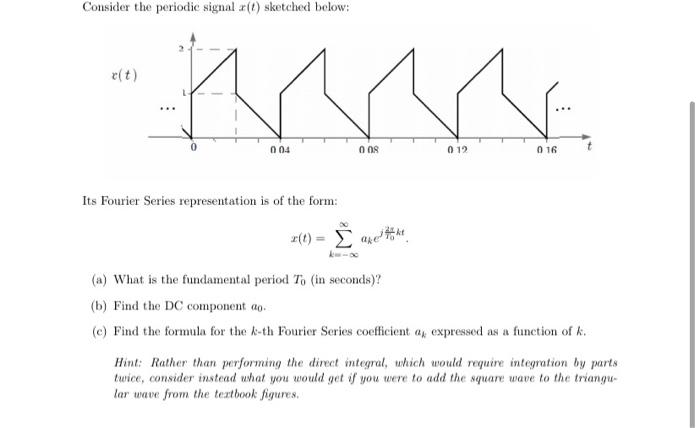 Solved Consider the periodic signal (t) sketched below: et) | Chegg.com Solved Consider the periodic signal (t) sketched below: et) | Chegg.com
