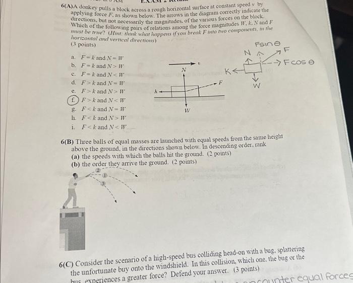 Solved 6(A)A donkey pulls a block across a rough horizontal | Chegg.com