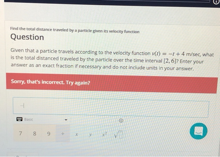 Solved Find the total distance traveled by a particle given | Chegg.com