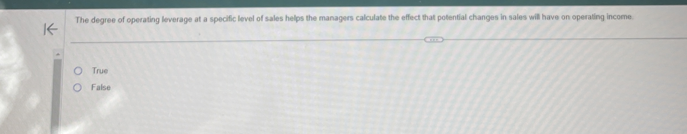 Solved The degree of operating leverage at a specific level | Chegg.com