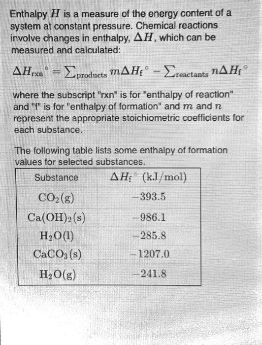 Solved Enthalpy H is a measure of the energy content of a | Chegg.com