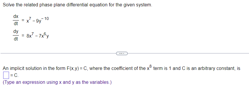Solved An implicit solution in the form F(x,y)=C, ﻿where the | Chegg.com
