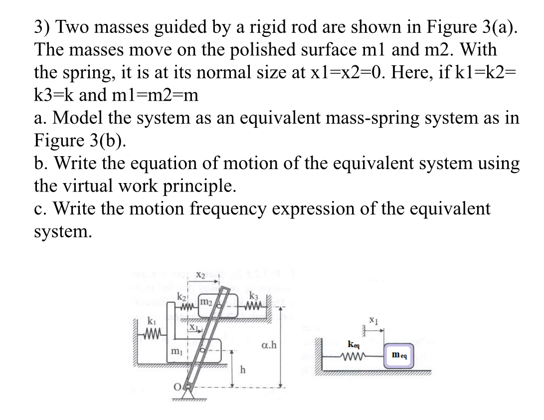 Solved Two masses guided by a rigid rod are shown in Figure | Chegg.com