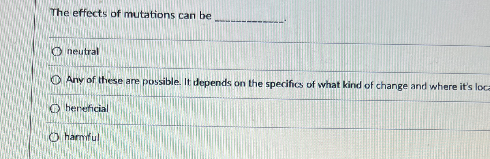 Solved The effects of mutations can beneutralAny of these | Chegg.com