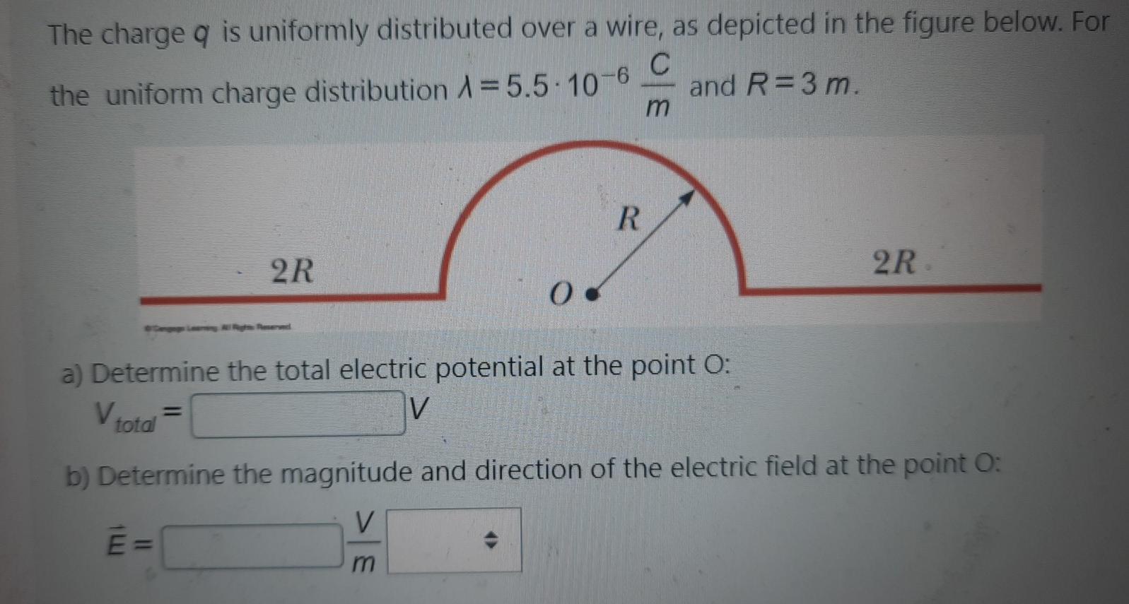Solved The charge 9 is uniformly distributed over a wire, as | Chegg.com