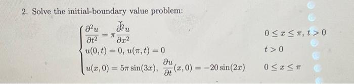 Solved 2. Solve the initial-boundary value problem: | Chegg.com