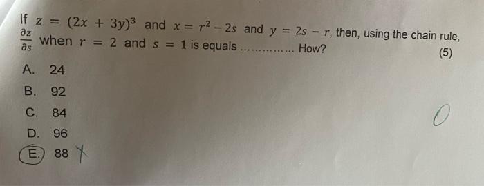 Solved If z=(2x+3y)3 and x=r2−2s and y=2s−r, then, using the | Chegg.com