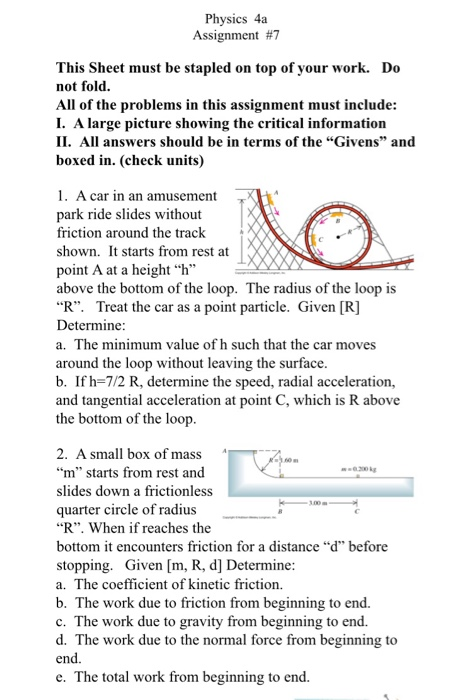Solved Physics 4a Assignment #7 This Sheet must be stapled | Chegg.com