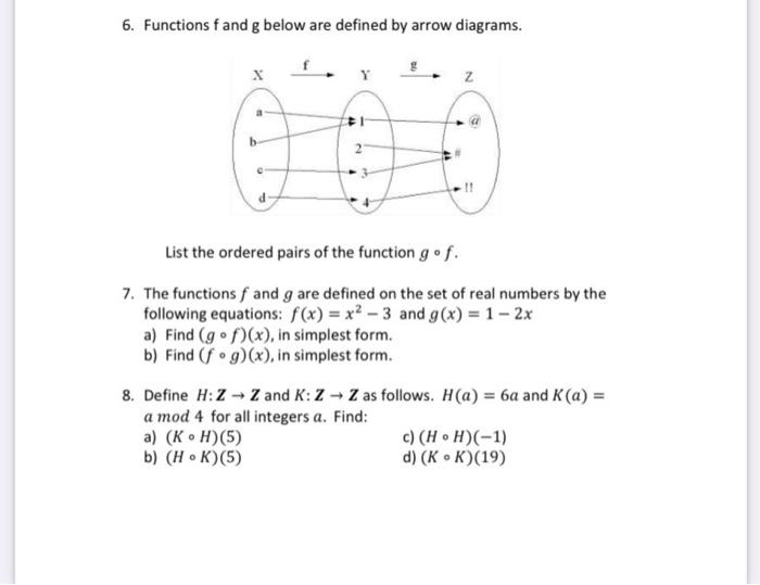 Solved 6. Functions fand g below are defined by arrow | Chegg.com