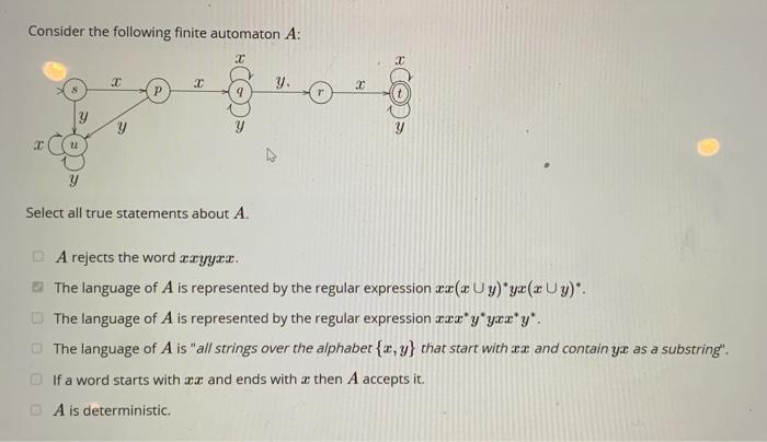Solved Consider the following finite automaton \\( A \\) : | Chegg.com