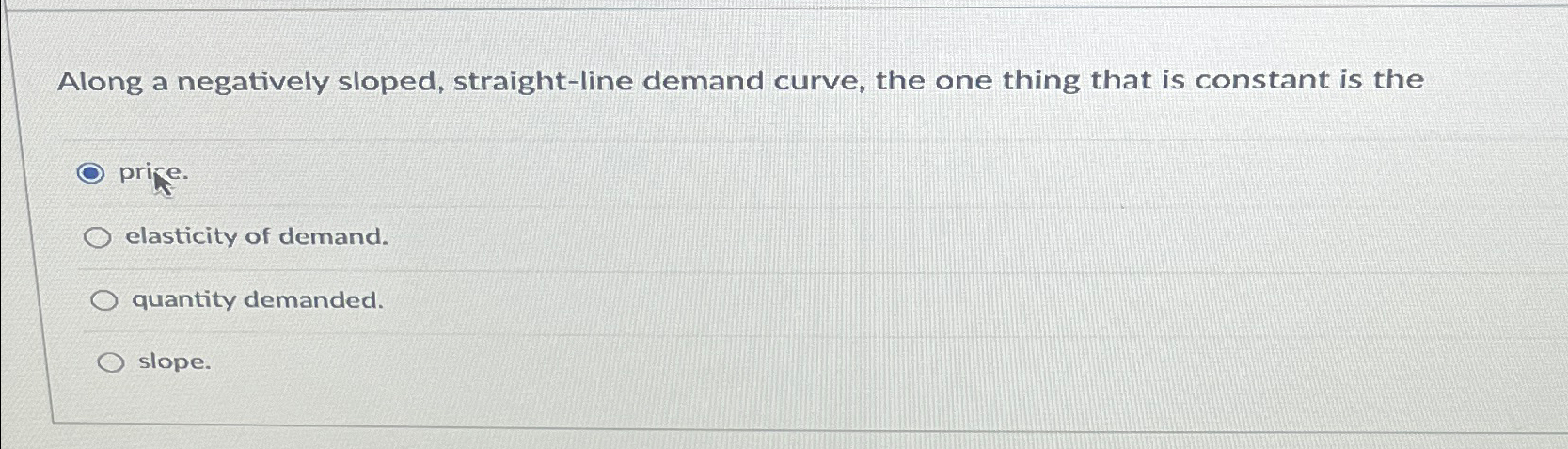 Solved Along a negatively sloped, straight-line demand | Chegg.com