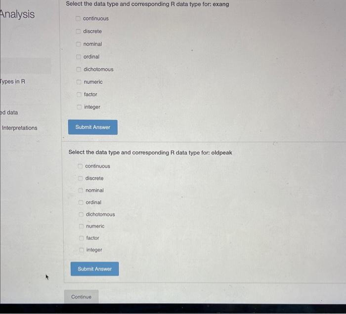 Solved Select Tge Data Type And Corresponding R Data Type 7814