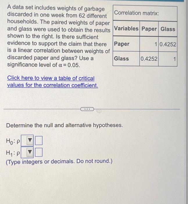 Solved A data set includes weights of garbage discarded in | Chegg.com