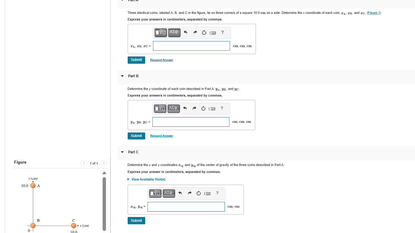 Solved Three identical coins, labeled A, ﻿B, ﻿and C in the | Chegg.com