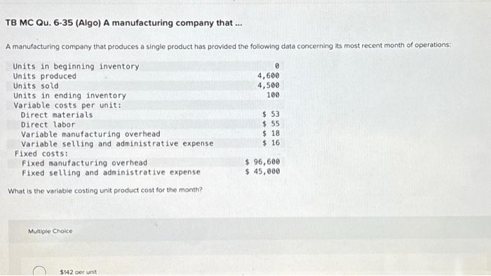 Solved TB MC Qu. 6-35 (Algo) A manufacturing company that | Chegg.com Solved TB MC Qu. 6-35 (Algo) A manufacturing company that | Chegg.com