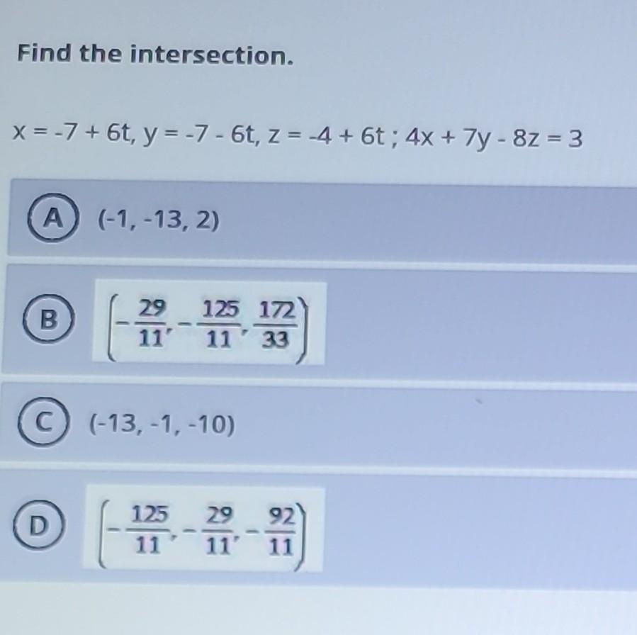 Solved Find the intersection. | Chegg.com