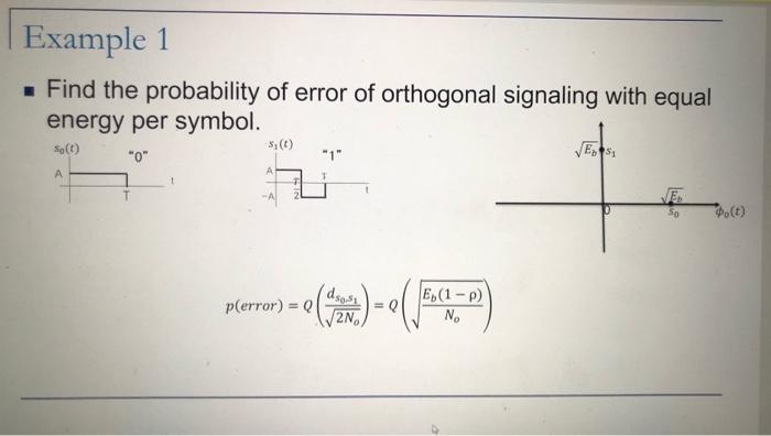Solved Example 1 • Find the probability of error of | Chegg.com