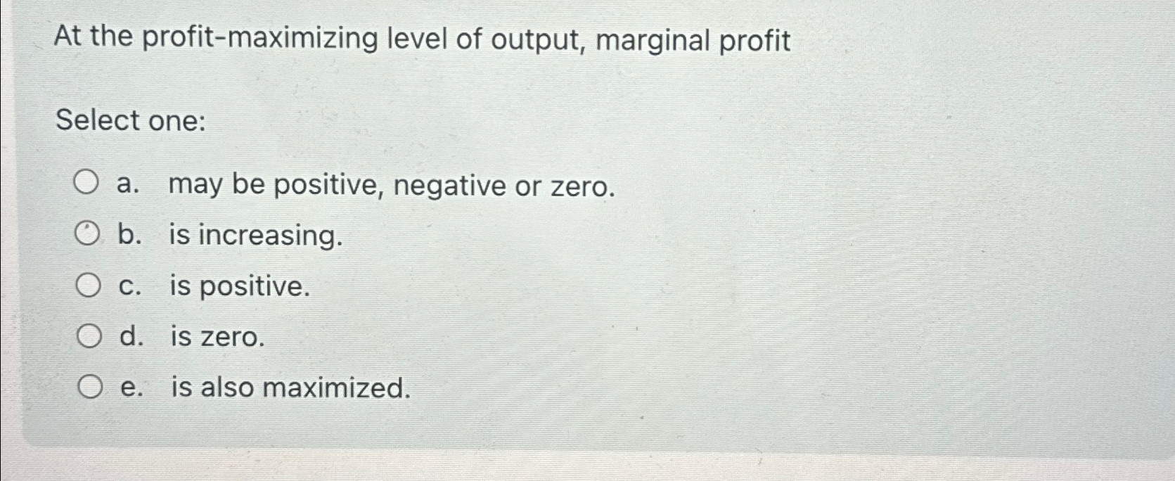 Solved At the profit-maximizing level of output, marginal | Chegg.com