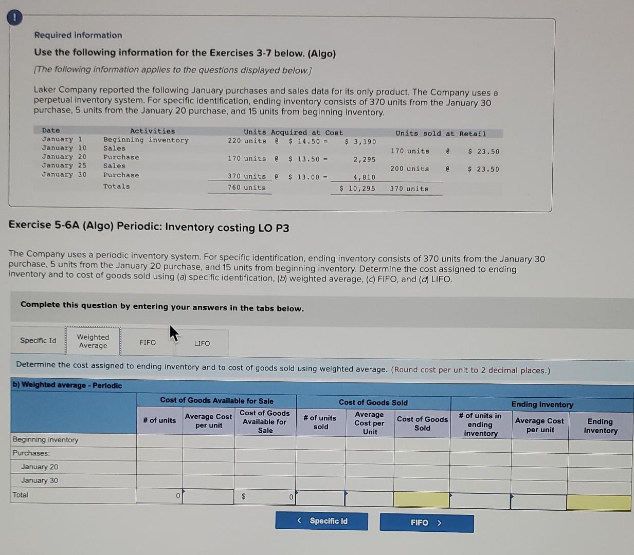 Solved Required information Use the following information | Chegg.com