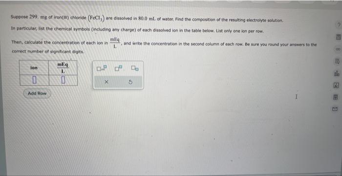 Solved Suppose 294. mg of iron(iii) chloride (FeCl3) are | Chegg.com