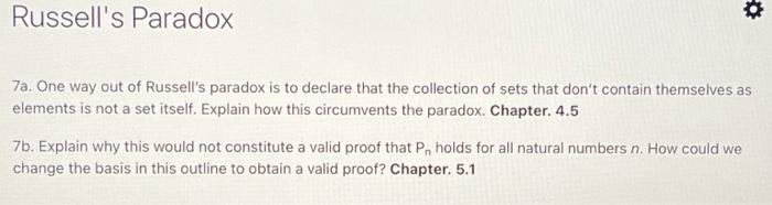 Solved Russell's Paradox 0 7a. One way out of Russell's | Chegg.com