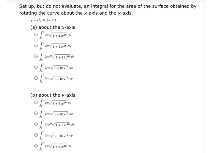 Solved Set up, but do not evaluate, an integral for the area | Chegg.com