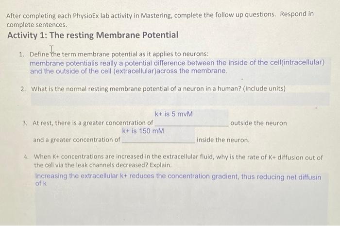 Solved After completing each PhysioEx lab activity in | Chegg.com