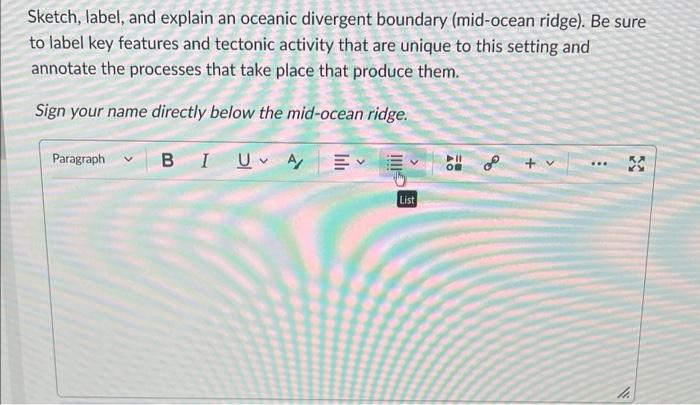 Solved Sketch, label, and explain an oceanic divergent | Chegg.com Solved Sketch, label, and explain an oceanic divergent | Chegg.com