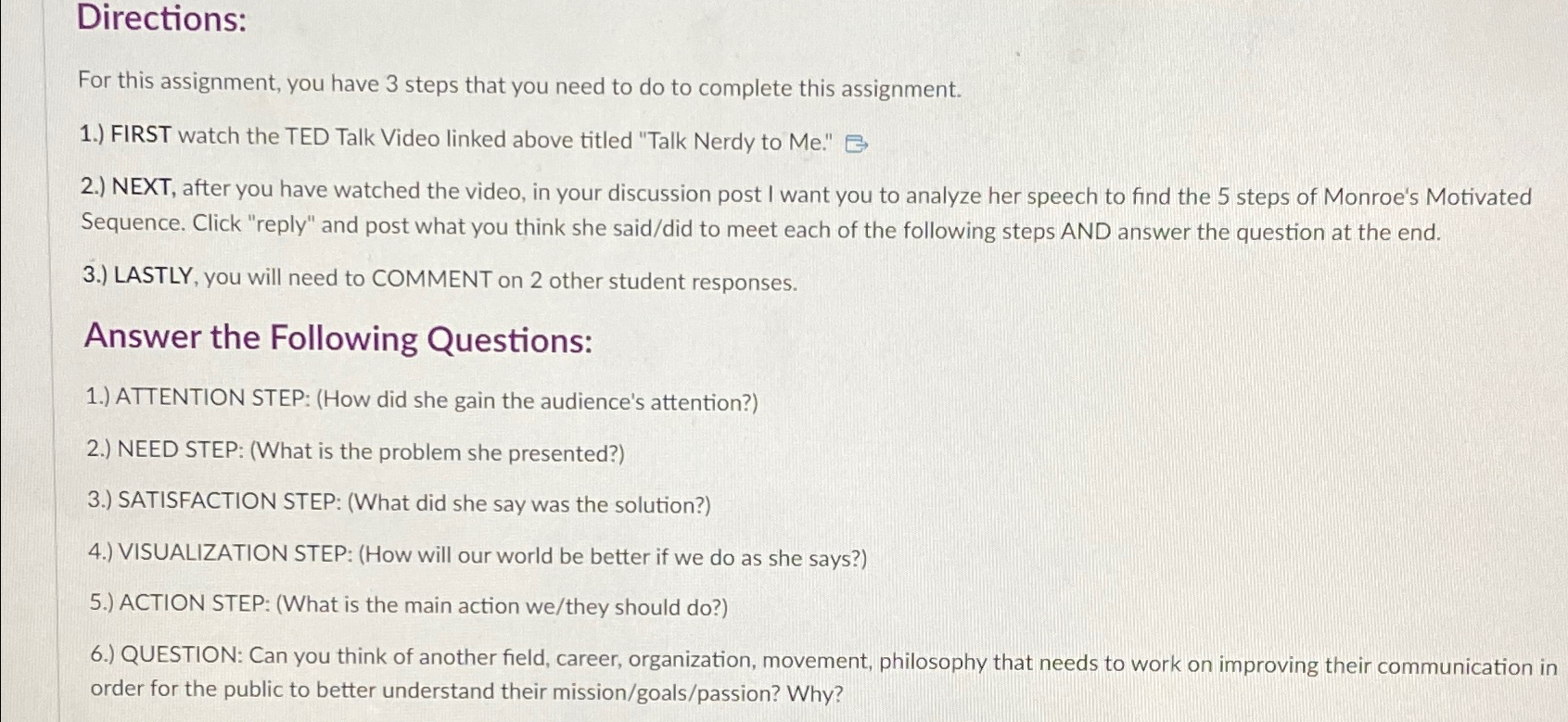 Solved Directions:For this assignment, you have 3 ﻿steps | Chegg.com