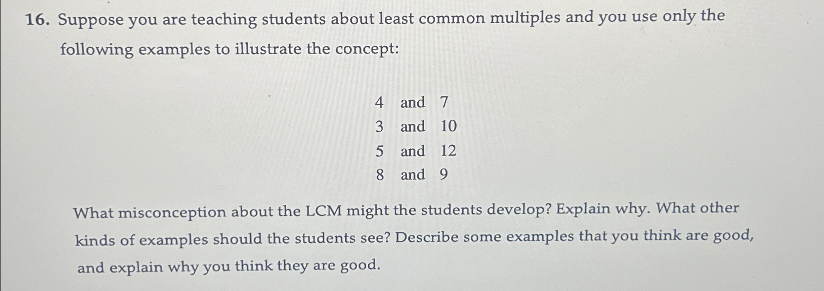 Solved Suppose you are teaching students about least common | Chegg.com