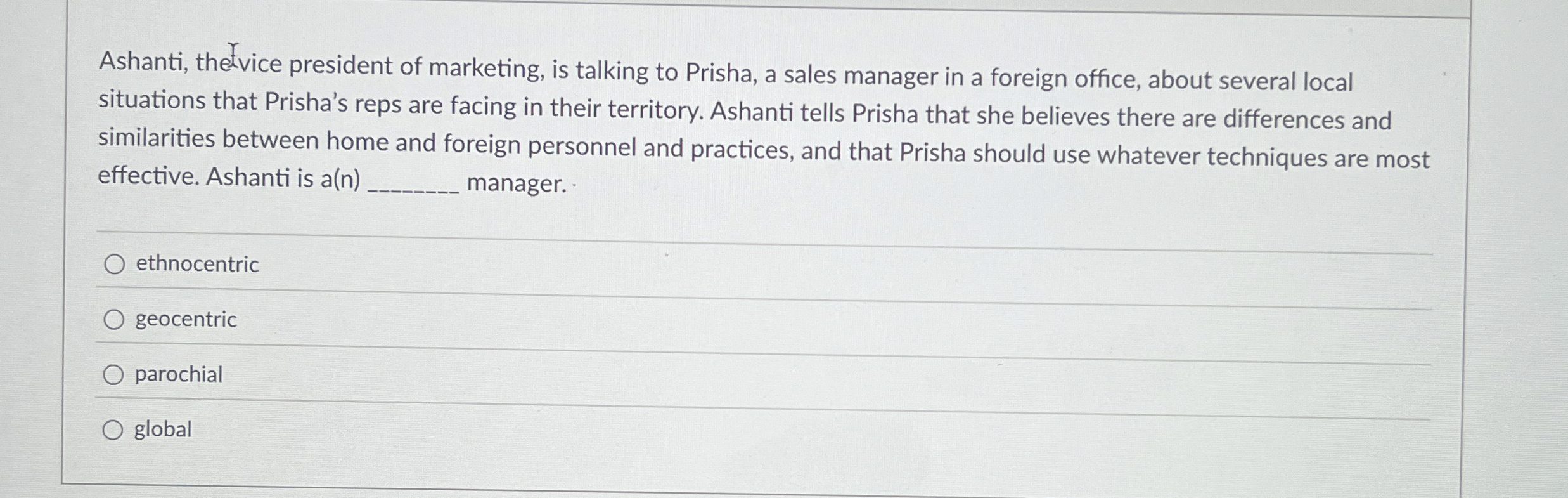 Solved situations that Prisha's reps are facing in their | Chegg.com