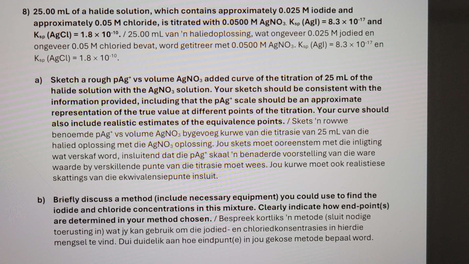 Solved 25.00 ﻿mL of a halide solution, which contains | Chegg.com