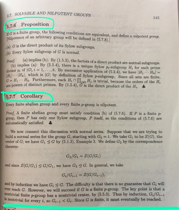 Solved SOLVABLE AND NILPOTENT GROUPS 5.7. SOLVABLEA 145 | Chegg.com